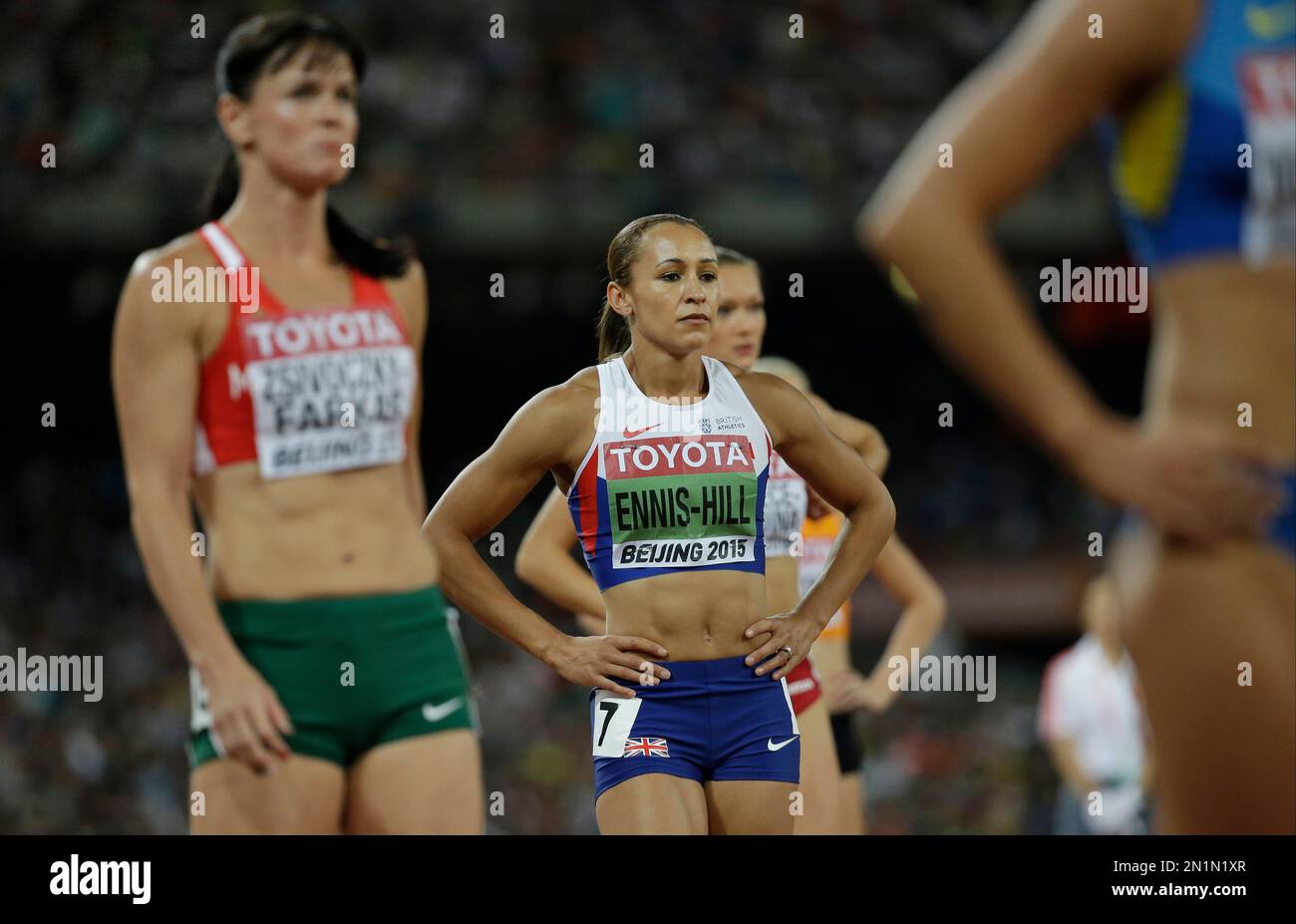 Britain's Jessica Ennis-Hill waits to compete in the women’s 800m ...