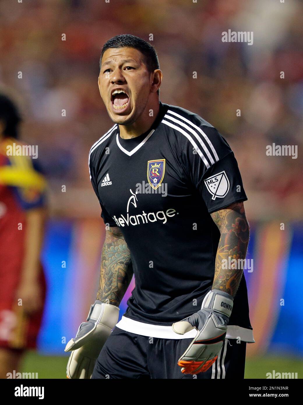 Real Salt Lake goalkeeper Nick Rimando shouts during the second half of ...