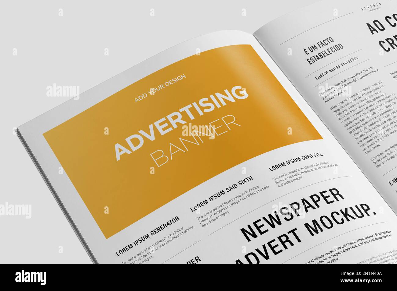 Newspaper Advertising Magazine Brochure Mockup 3D Rendering White ...