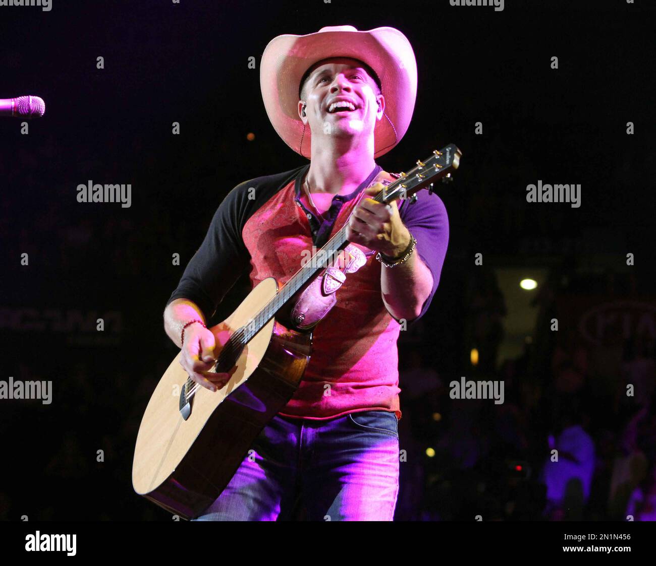 Dustin Lynch performs during the Luke Bryan: Kick The Dust Up Tour 2015 ...