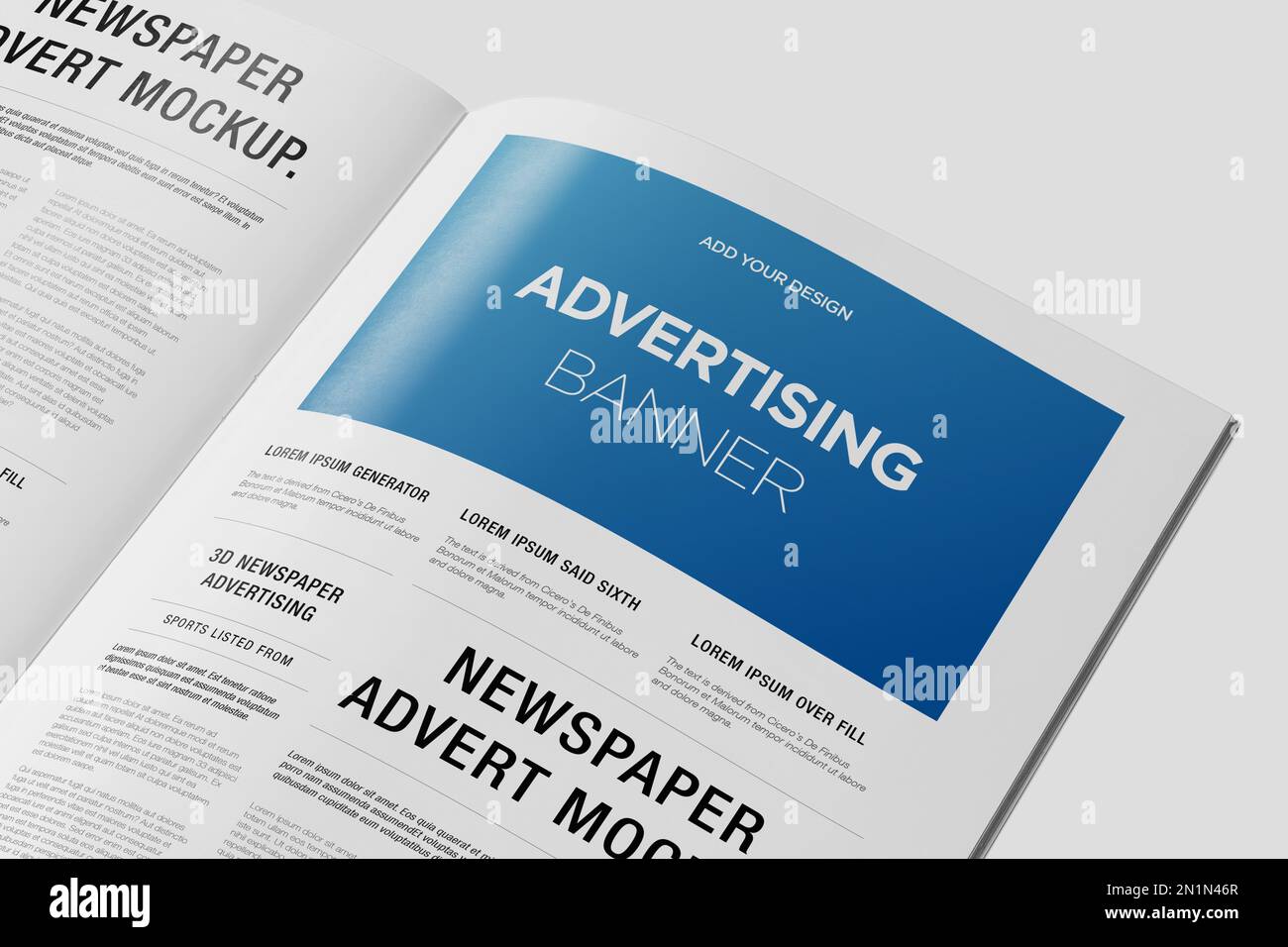 Newspaper Advertising Magazine Brochure Mockup 3D Rendering White ...