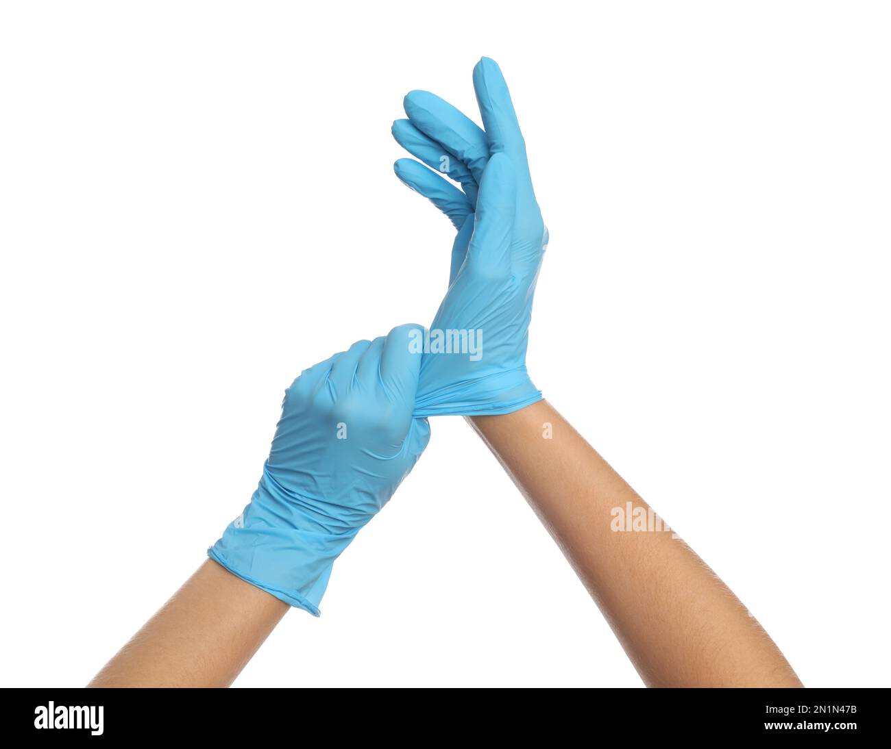 Hands wearing rubber gloves Cut Out Stock Images & Pictures - Alamy