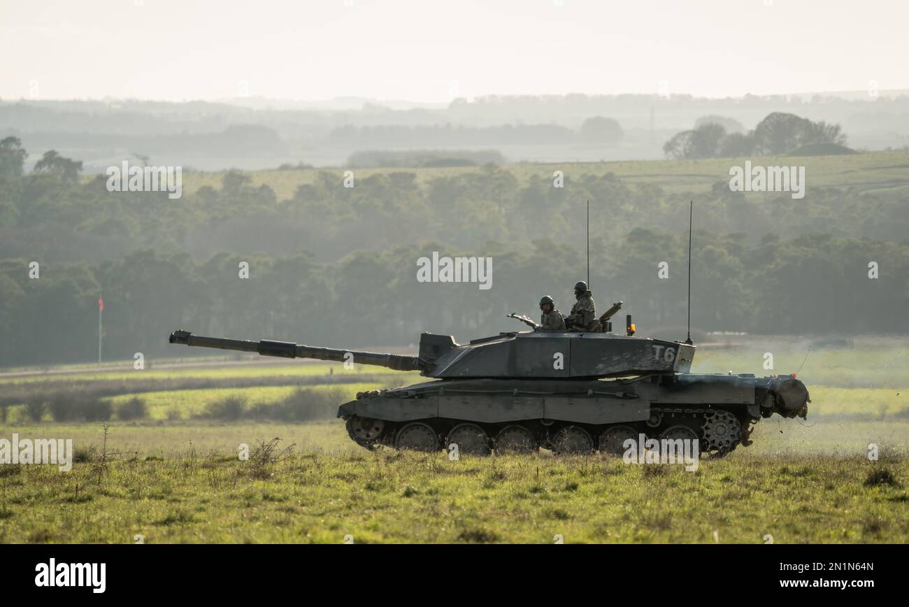 A beautiful view of a battle tank on a military combat exercise Stock ...