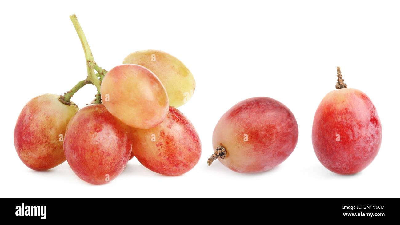 Set of fresh grapes on white background. Banner design Stock Photo - Alamy