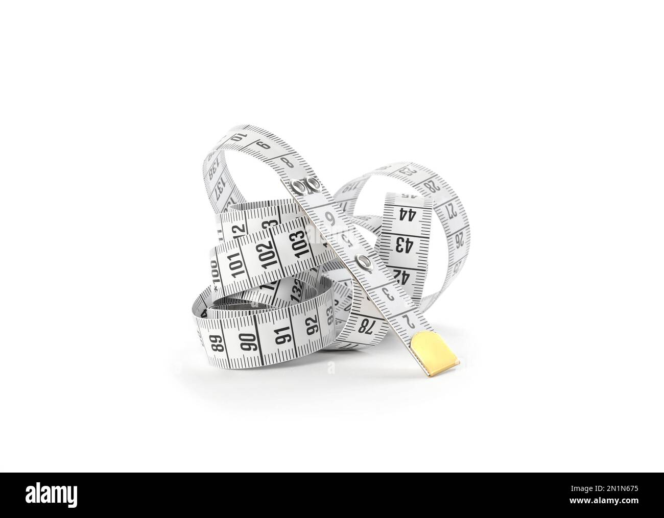 New measuring tape with scale isolated on white Stock Photo - Alamy