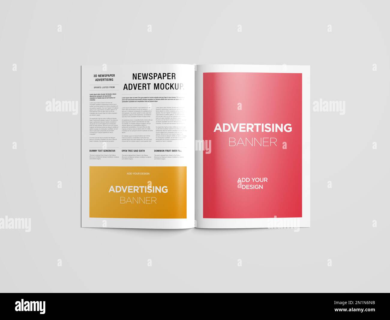Newspaper Advertising Magazine Brochure Mockup 3D Rendering White ...