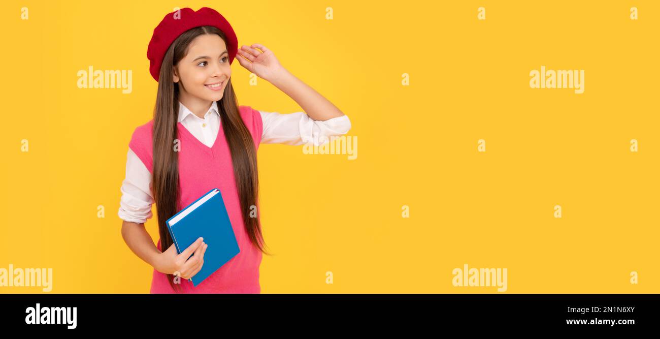 clever and smart child with book. teenage student. tween and youth ...