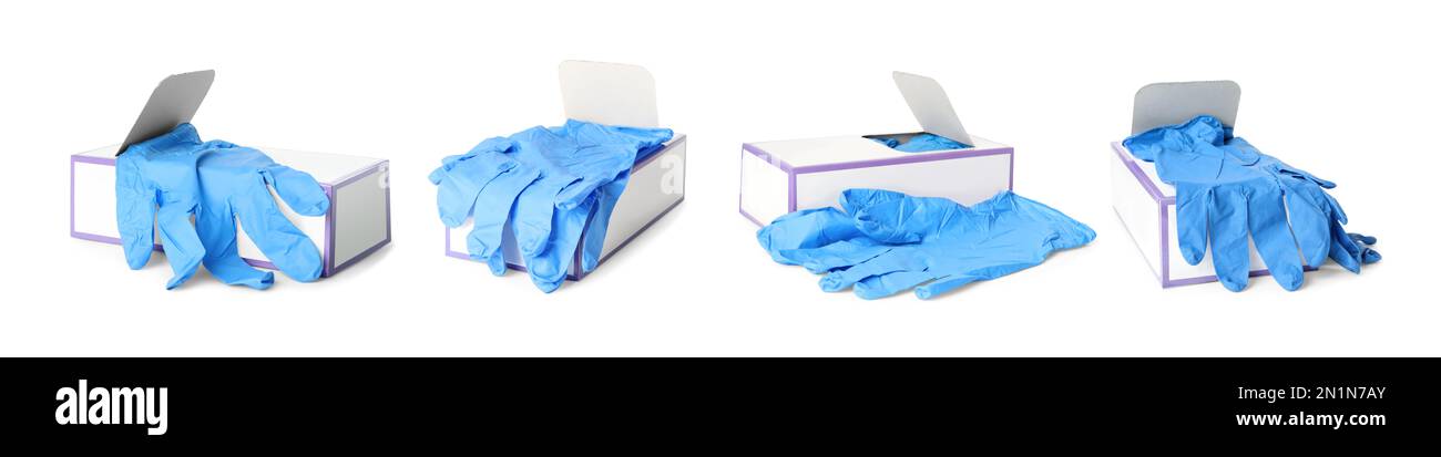 Set of medical gloves on white background. Banner design Stock Photo ...