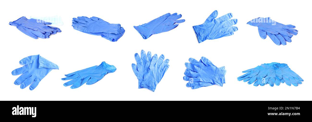 Set of medical gloves on white background. Banner design Stock Photo ...