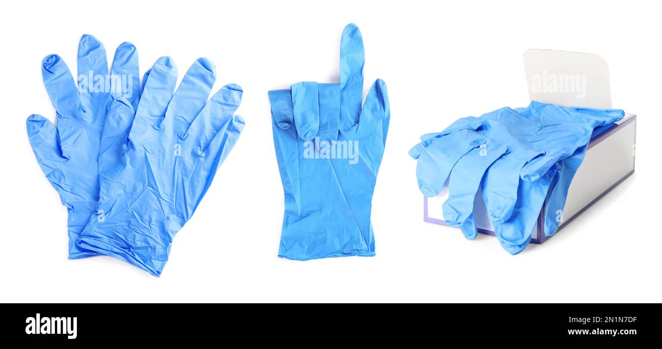 Set of medical gloves on white background. Banner design Stock Photo ...