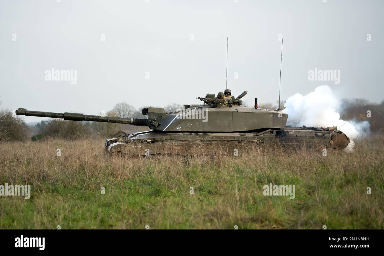 A beautiful view of a battle tank on a combat exercise Stock Photo - Alamy