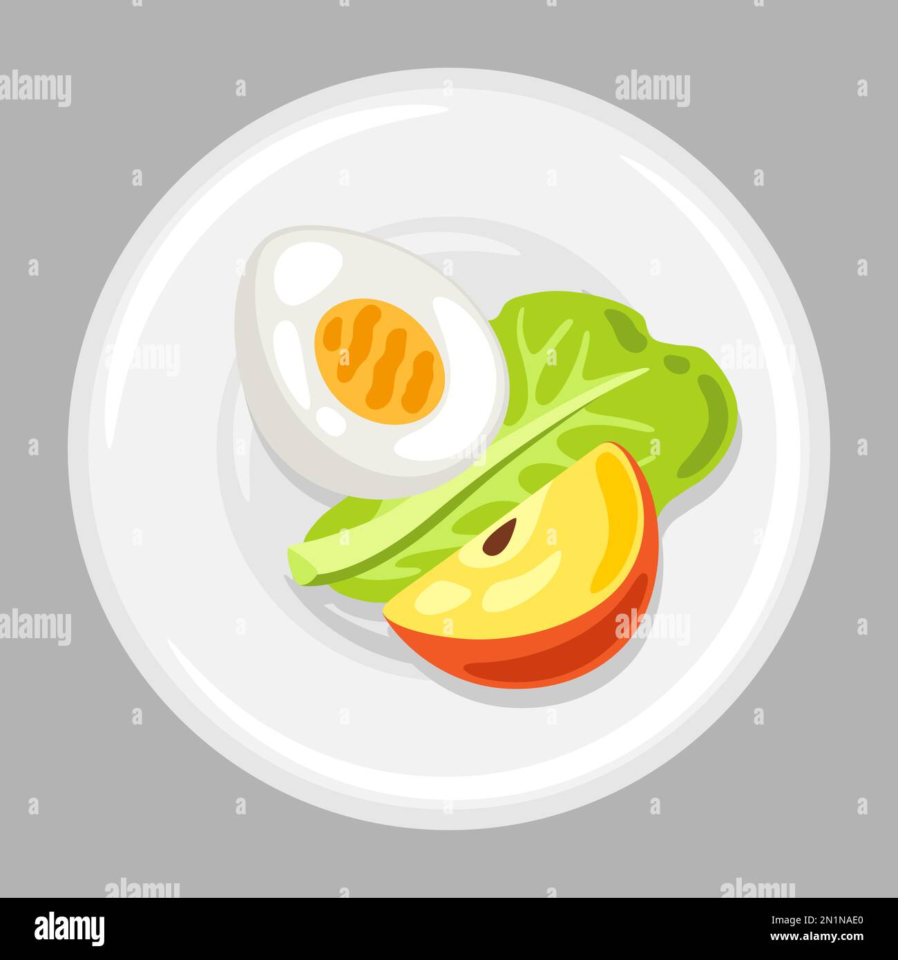 Illustration of plate with food. Healthy eating and diet meal. Fruits ...