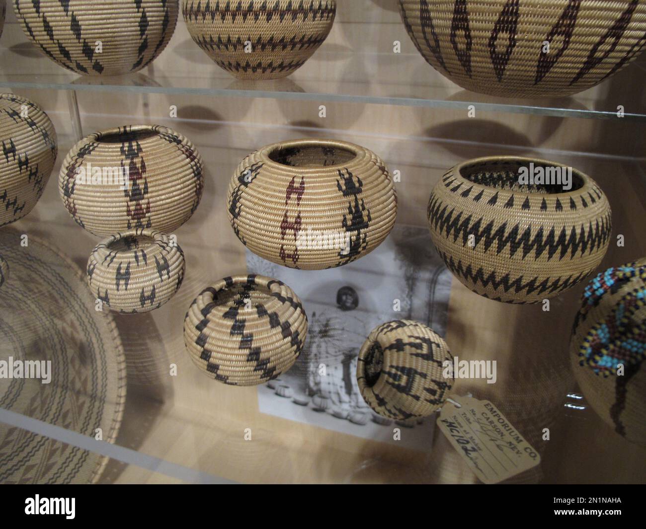 This Aug. 18, 2015 photo shows some of the intricate baskets on display ...