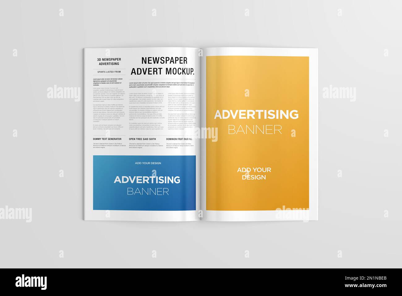 Newspaper Advertising Magazine Brochure Mockup 3D Rendering White ...