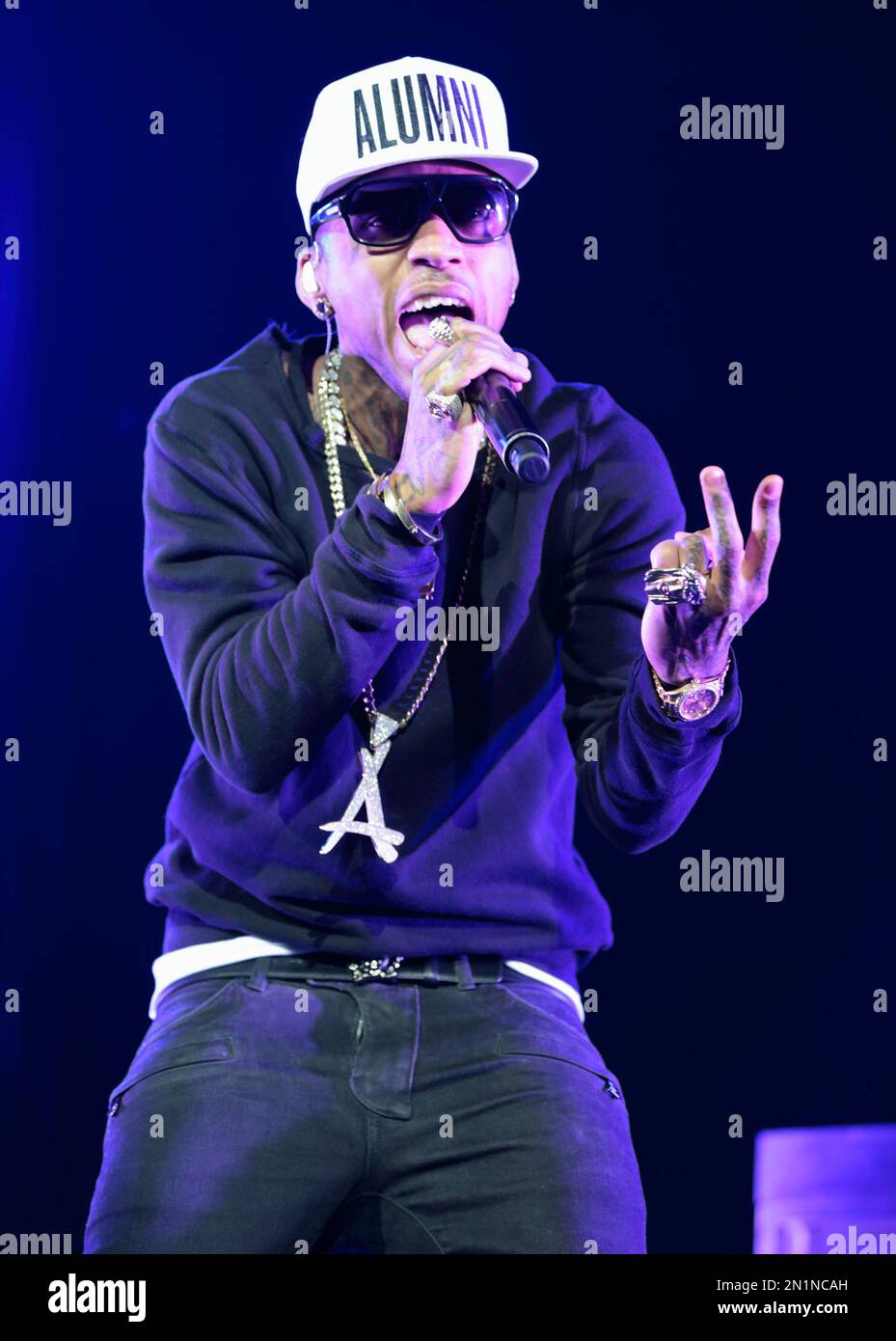 Rapper Kid Ink performs in concert as the opening act for Chris Brown ...