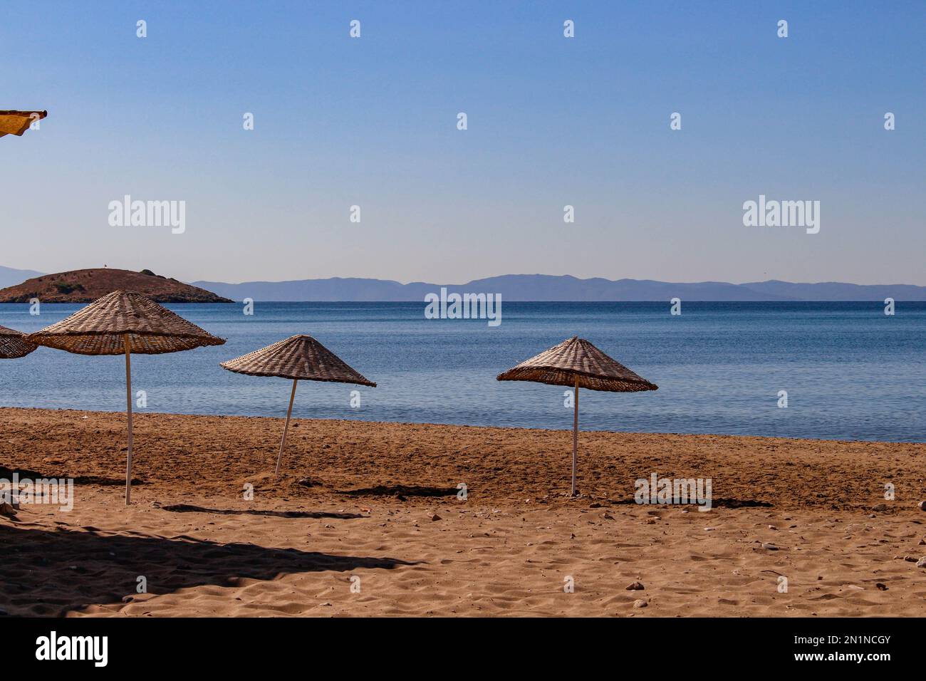 Sand beach in Turkey. Aegean coast. Gumuldur Stock Photo - Alamy