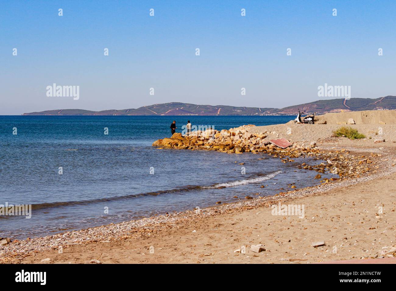 Sand beach in Turkey. Aegean coast. Gumuldur Stock Photo - Alamy