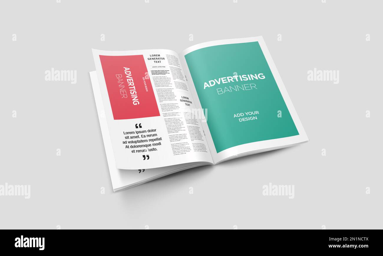 Newspaper Advertising Magazine Brochure Mockup 3D Rendering White ...