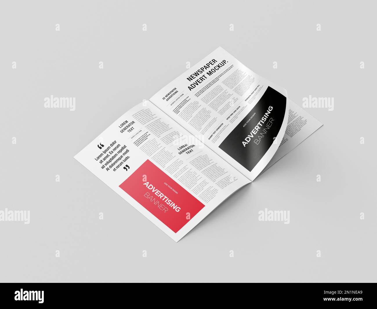 Newspaper Advertising Magazine Brochure Mockup 3D Rendering White ...