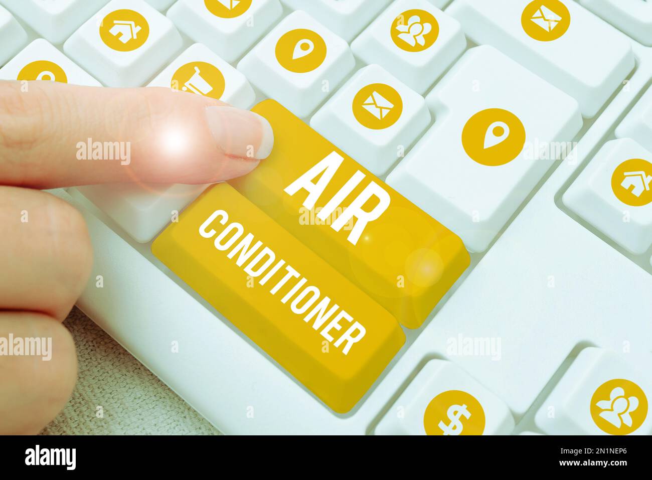 Conceptual caption Air Conditioner. Word Written on apparatus for ...