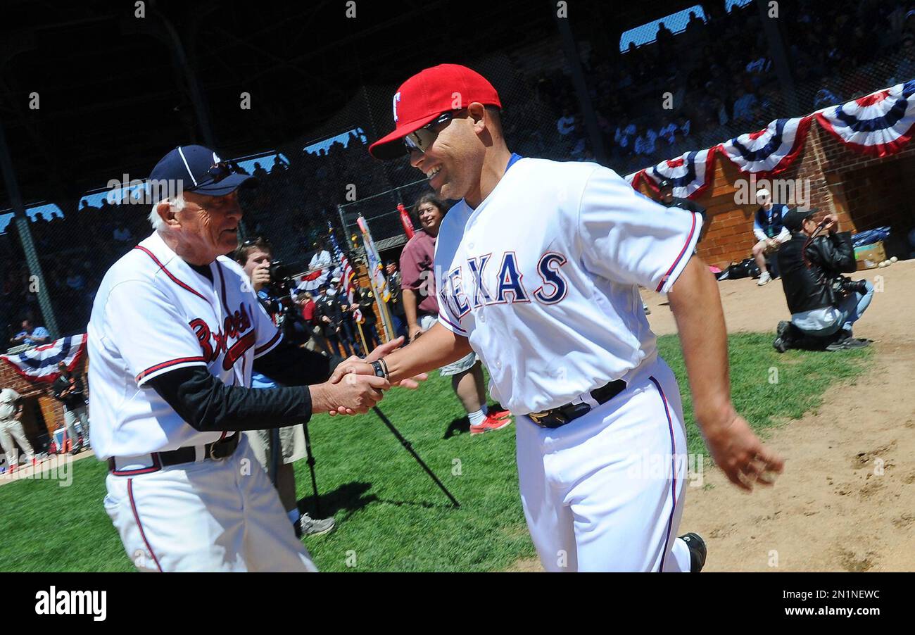 FILE - In this May 23, 2015 file photo, former Texas Rangers player ...