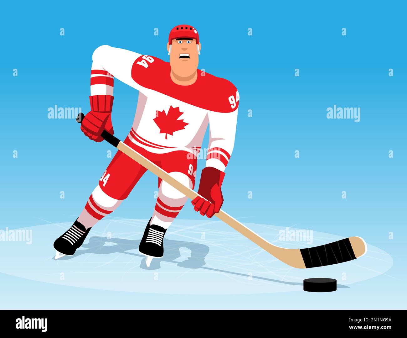 Hockey player with puck in cartoon style Stock Vector Image & Art - Alamy
