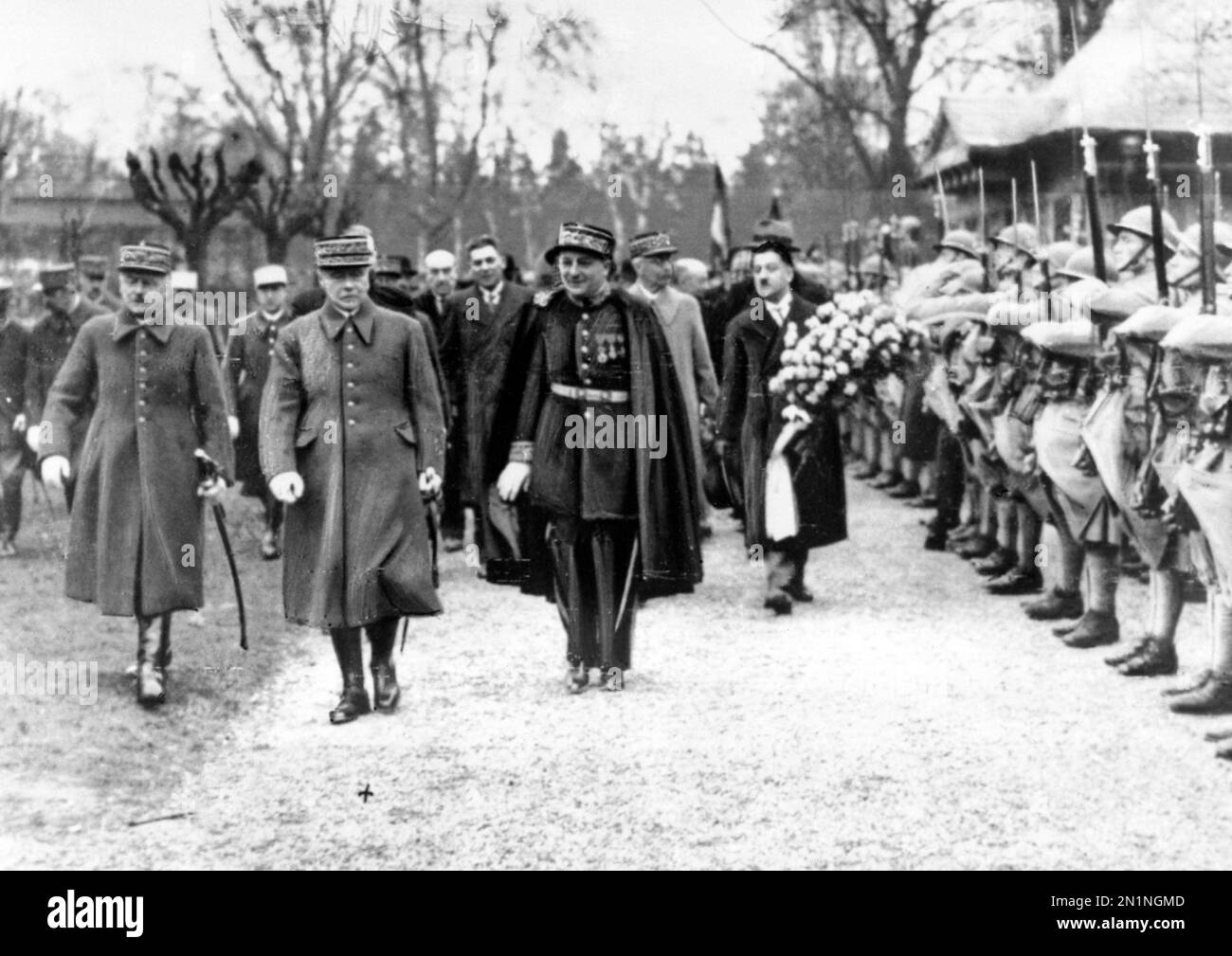Chief of the General Staff, General Gamelin, far left, reviewing the ...