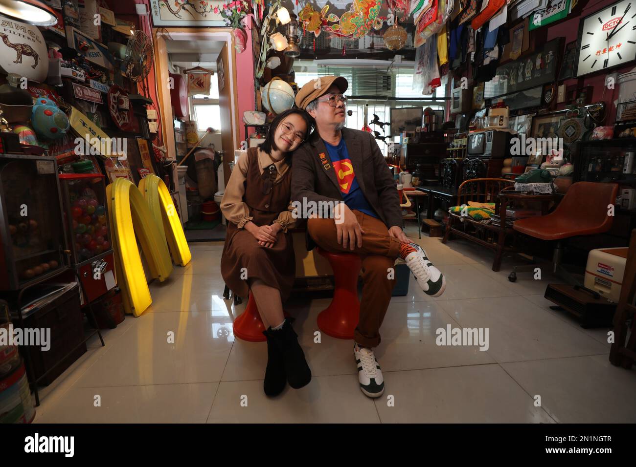 Dick Lam, owner/founder of the Loffy store in Tuen Mun with his daughter Loffy Lam Lok-fei, 12 ...