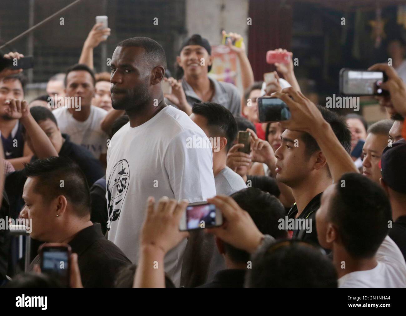 NBA basketball player LeBron James of the Cleveland Cavaliers arrives ...