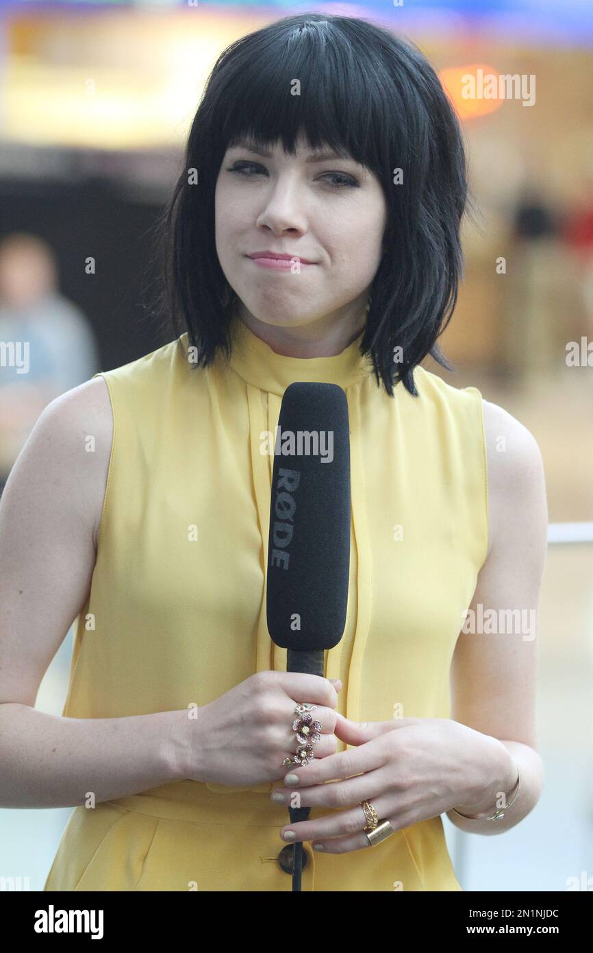Singer Carly Rae Jepsen is seen doing an interview before performing ...