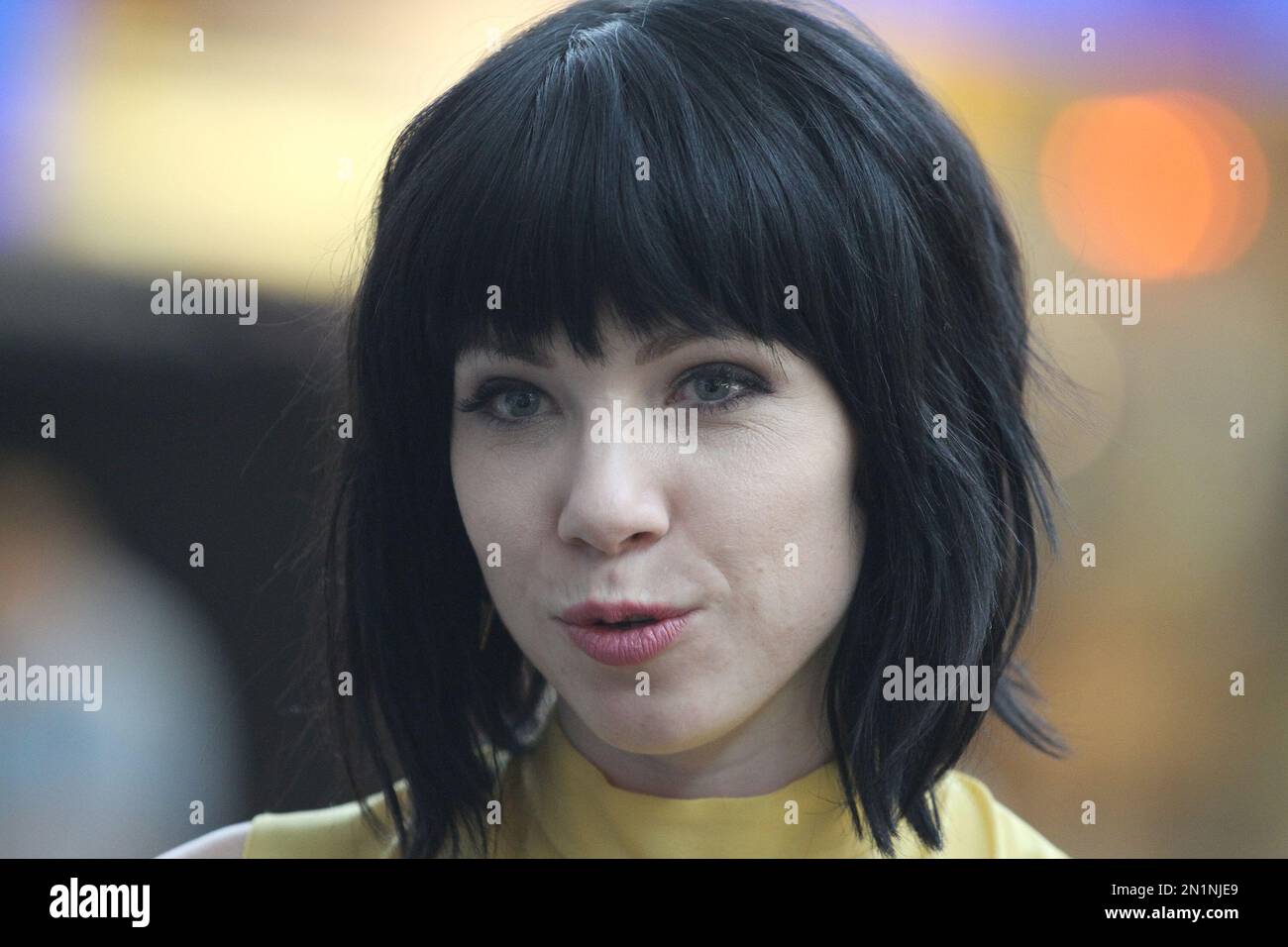 Singer Carly Rae Jepsen is seen doing an interview before performing ...
