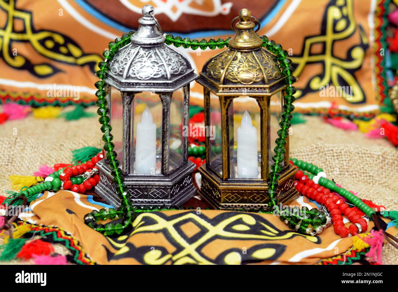 Ramadan Lantern lamp or Fanous Ramadan on a Ramadan background as a ...