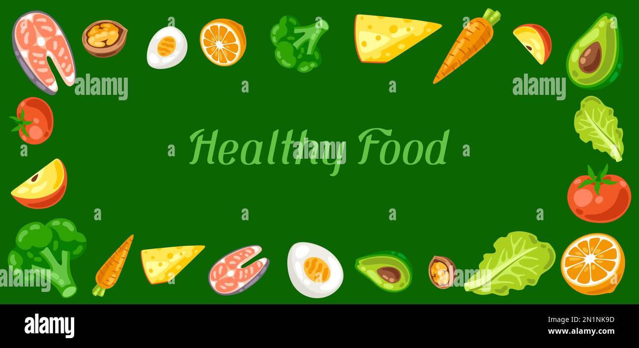 Frame with healthy eating and diet meal. Fruits, vegetables and ...