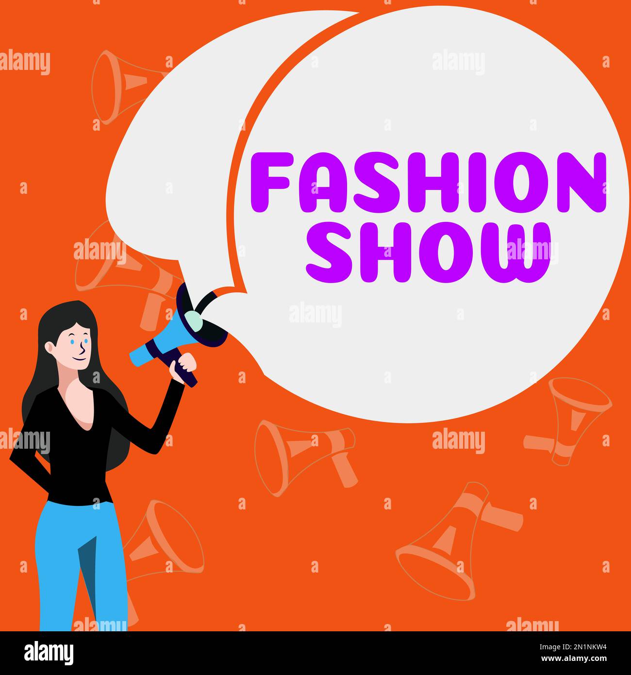 Text caption presenting Fashion Show. Word Written on exibition that ...