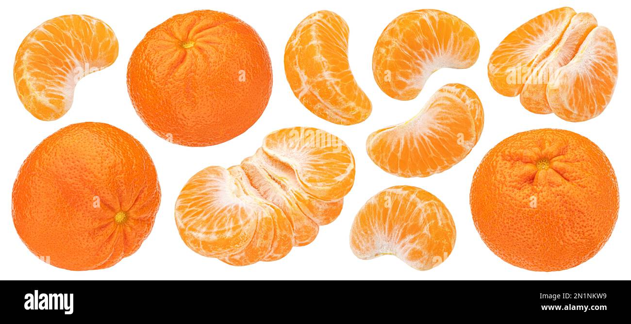 Mandarin orange fruits isolated on white background, collection Stock ...