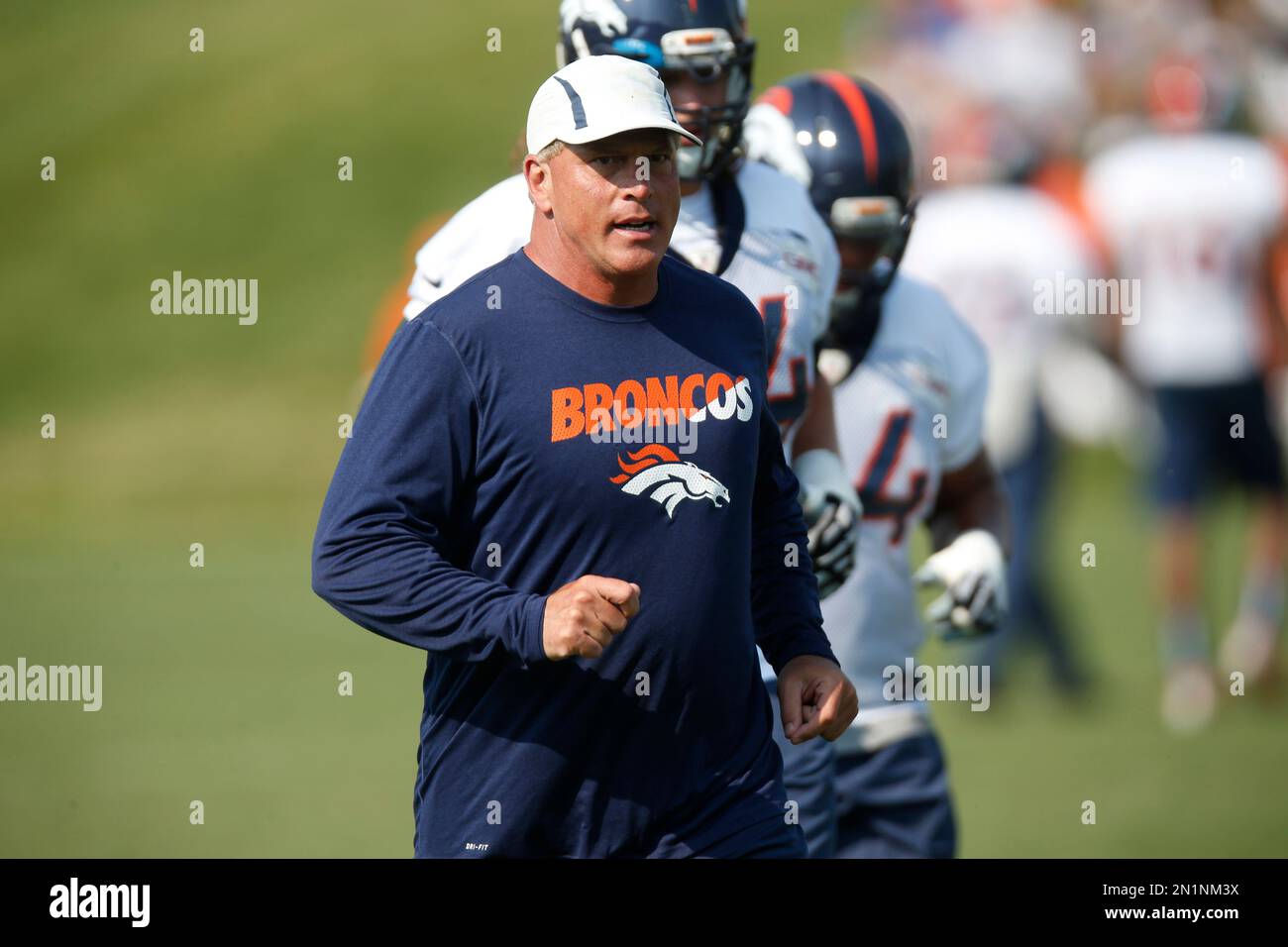 Denver Broncos offensive line coach Clancy Barone during the team's NFL ...