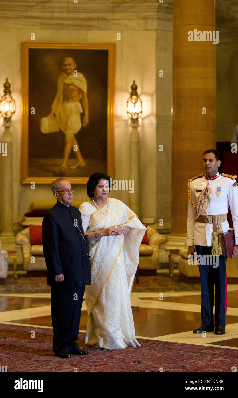 Indian President Pranab Mukherjee, left and president’s secretary Omita ...