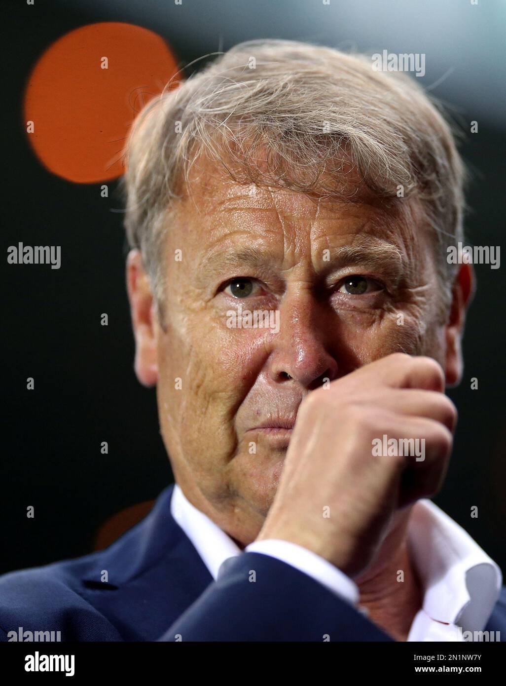 Malmo's manager Age Hareide awaits the start of the Champions League ...