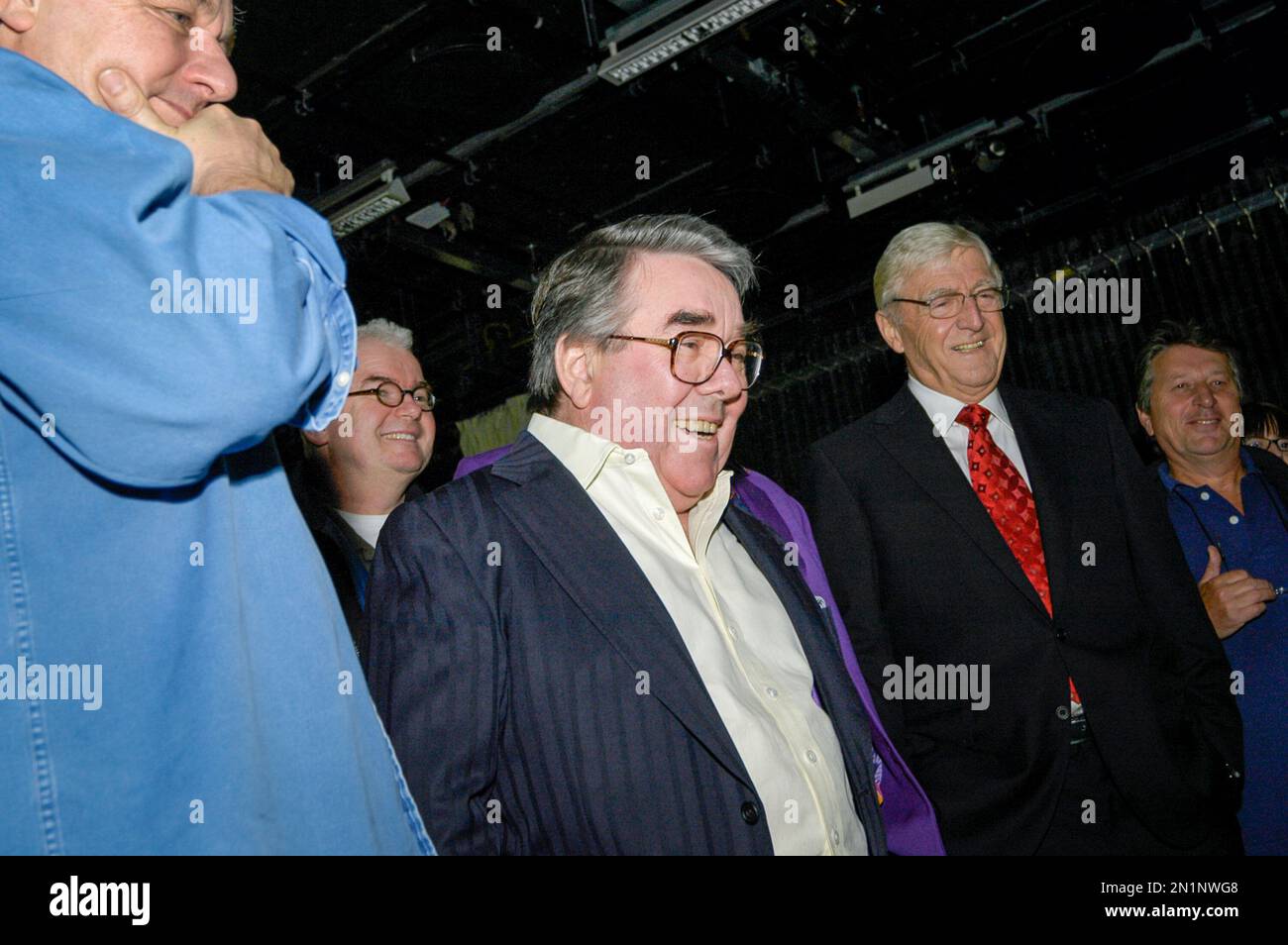 Comedian Ronnie Corbett and Michael Parkinson review video footage of ...