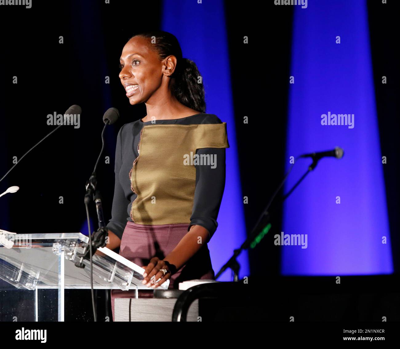 CNN senior international correspondent Nima Elbagir addresses guests at ...