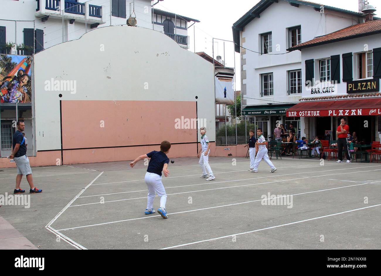 Young boys in action during a basque ball party in Ascain, Saturday ...