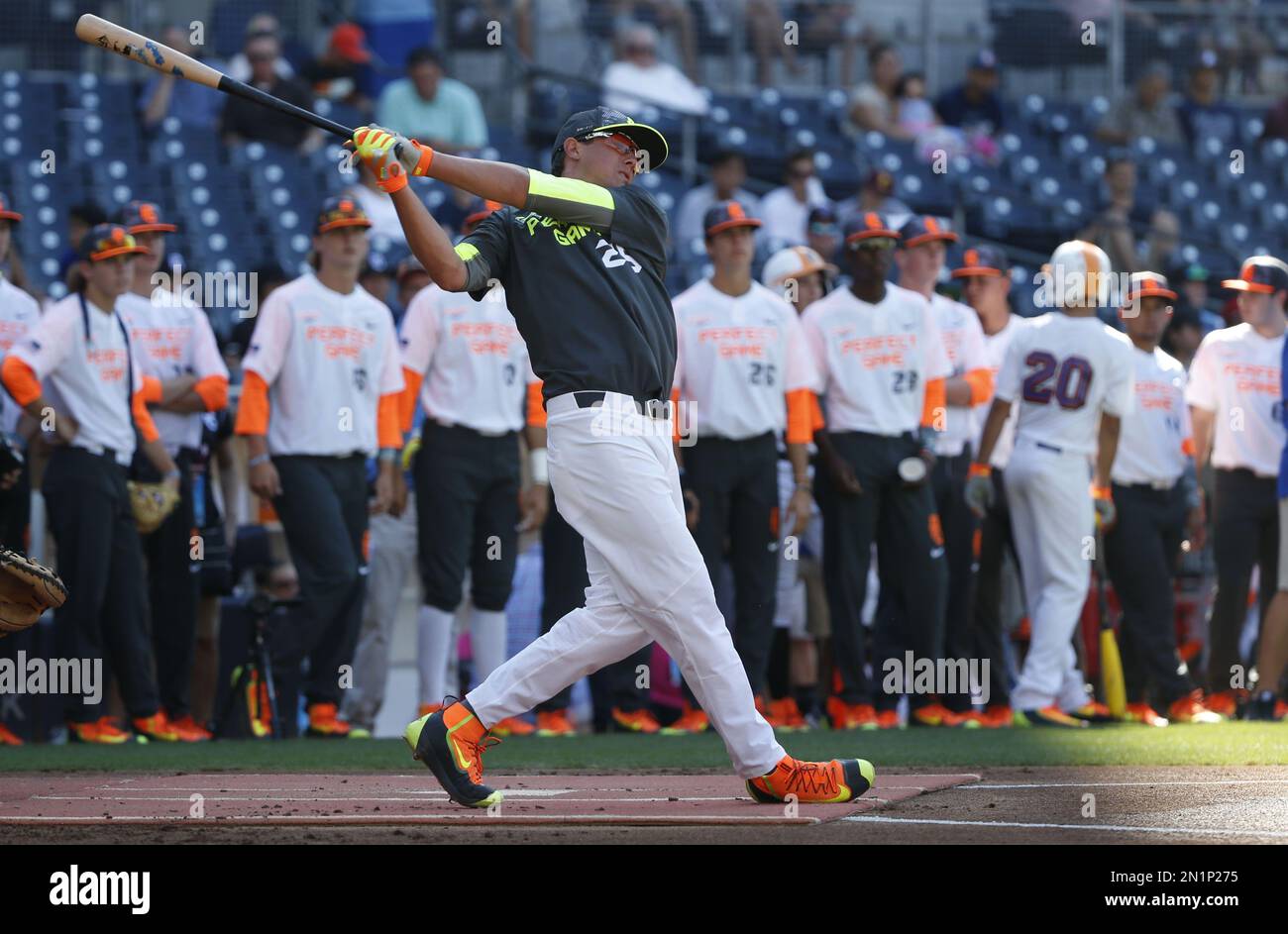 Blake Rutherford, from Simi Valley, Calif. in the home run derby at the ...
