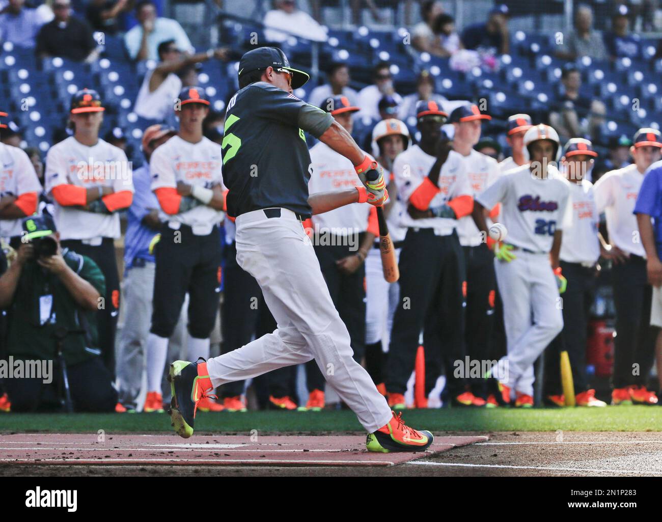 Blake Rutherford, from Simi Valley, Calif. in the home run derby at the ...