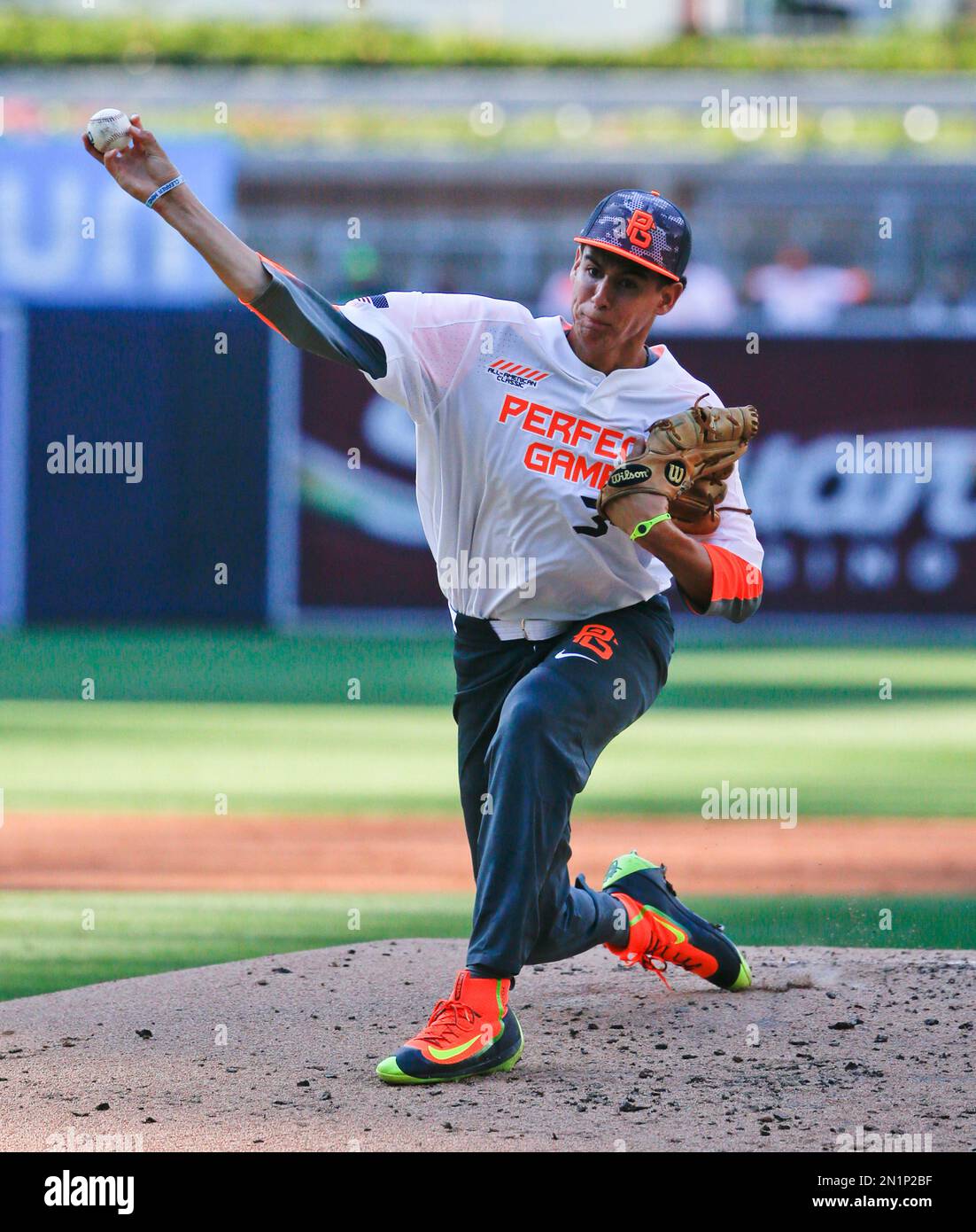 Tyler Baum, from Ocoee, Fla., during the Perfect Game All-American ...