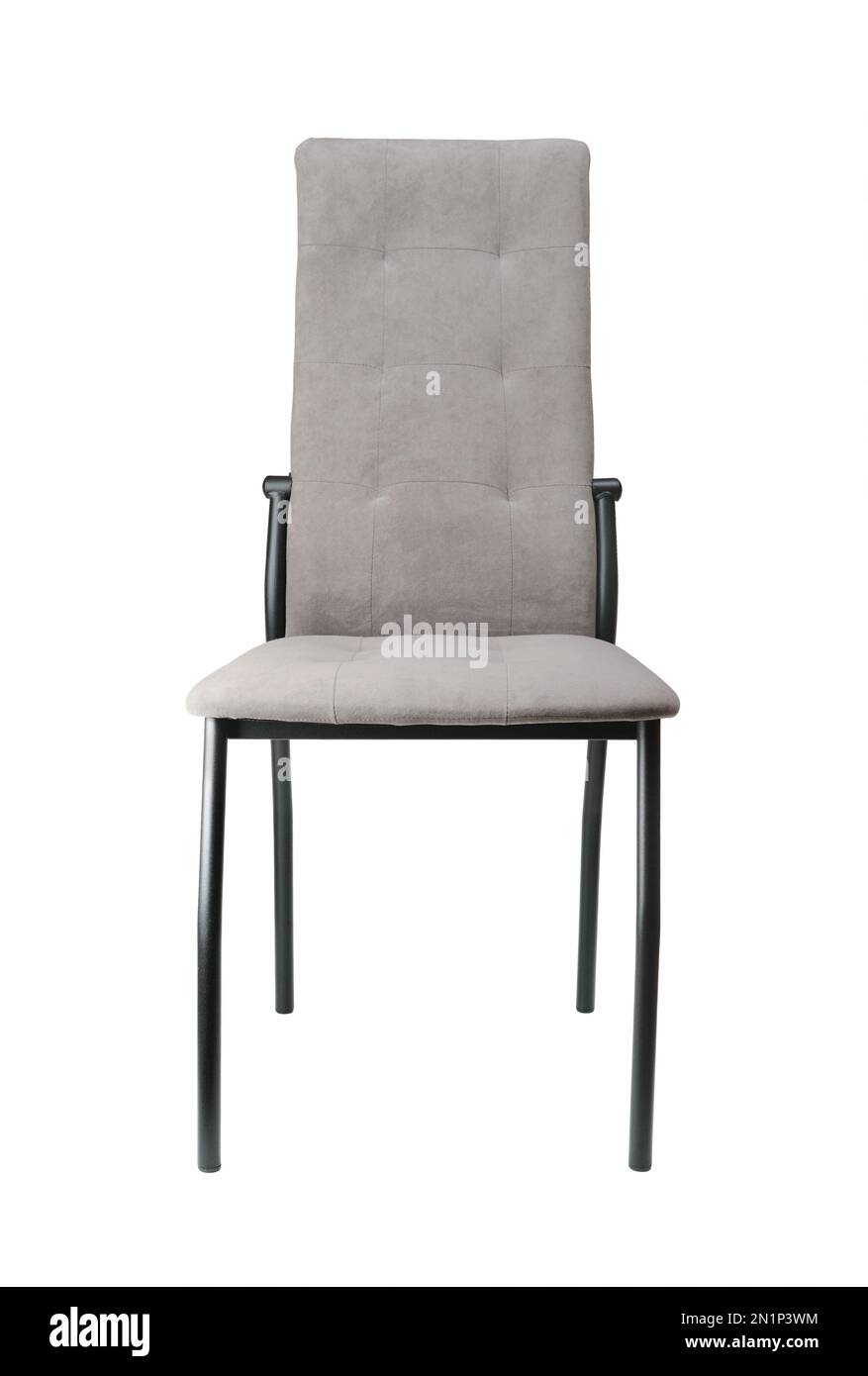 New gray modern chair isolated on white. Front view Stock Photo - Alamy