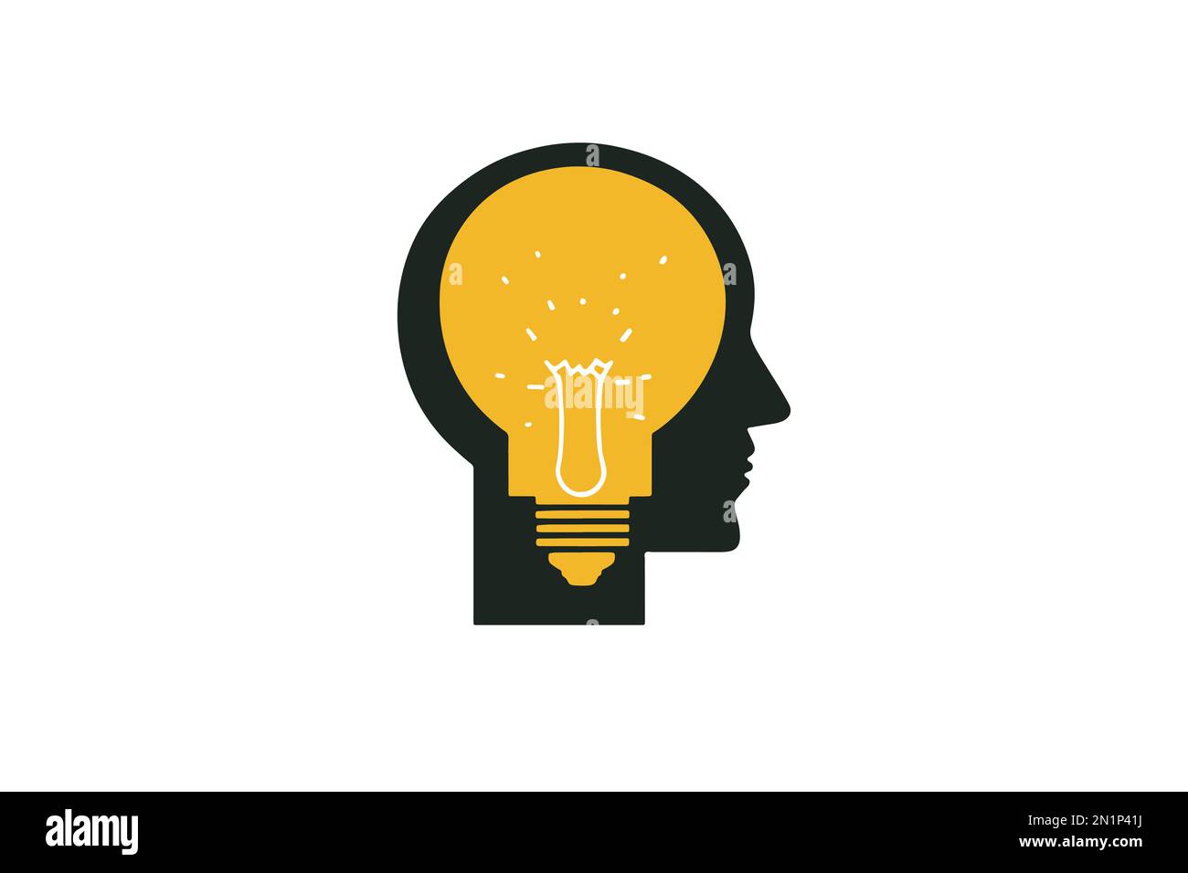 Mind creativity concept. Vector man head with light bulb inside Stock ...