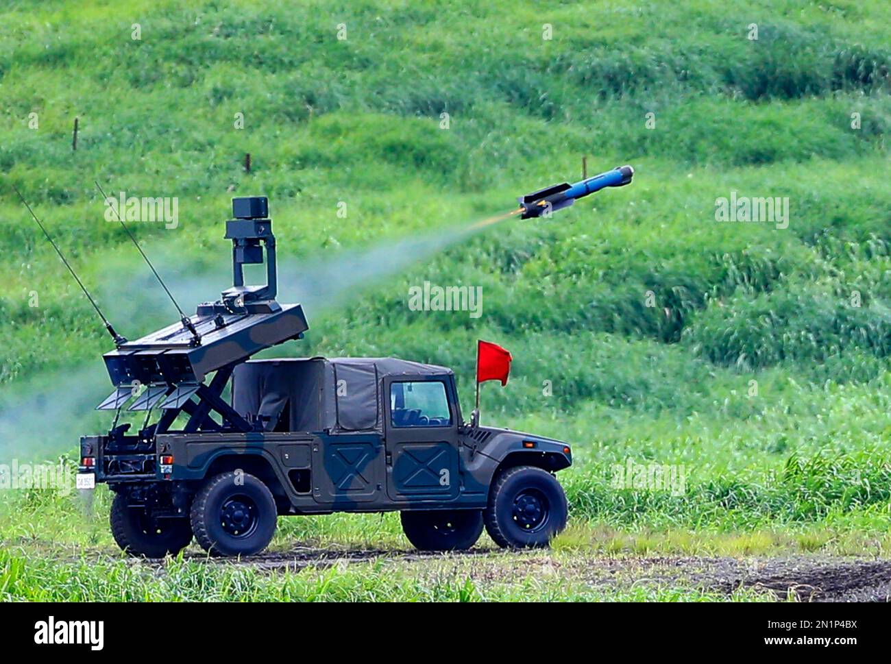An anti-tank rocket is fired from a Japan Ground Self-Defense Force ...