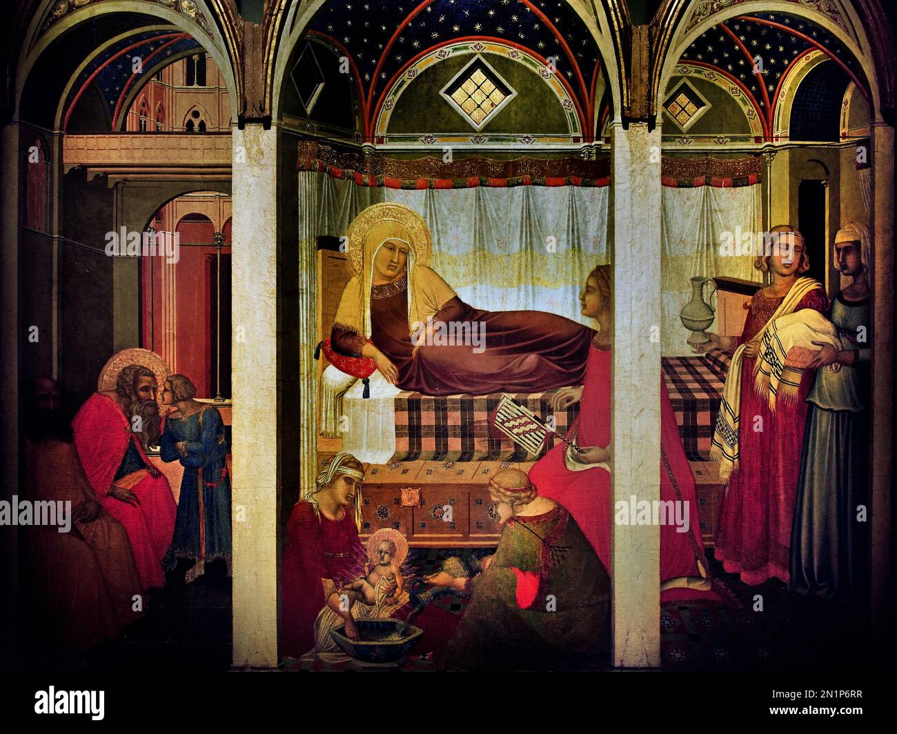 Nativity of the Virgin by the Italian late medieval painter Pietro ...
