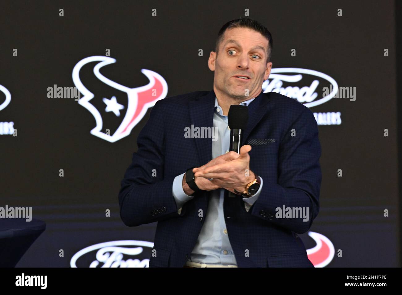 The Houston Texans general manager Nick Caserio introduce new head coach DeMeco Ryans on ...
