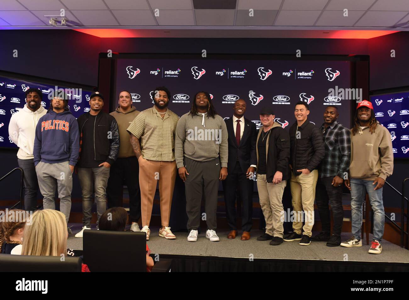 Houston Texans former players gather to welcome new head coach DeMeco Ryans on February 2, 2023 ...